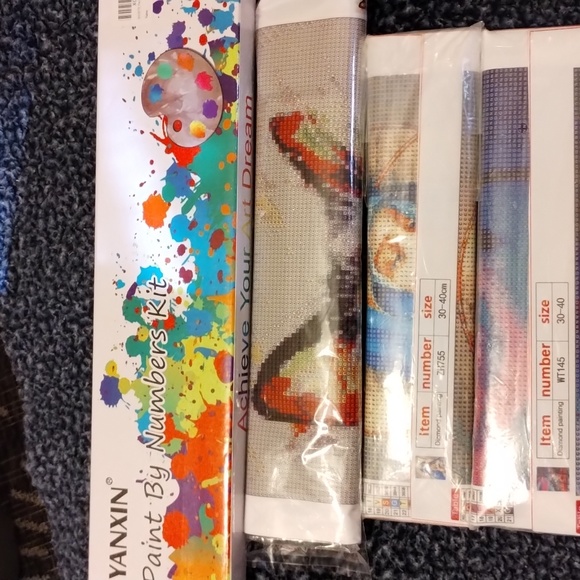 Art | Handcraft Bundle Of 3 Diamond Dot Paintings And 2 Paint By ...